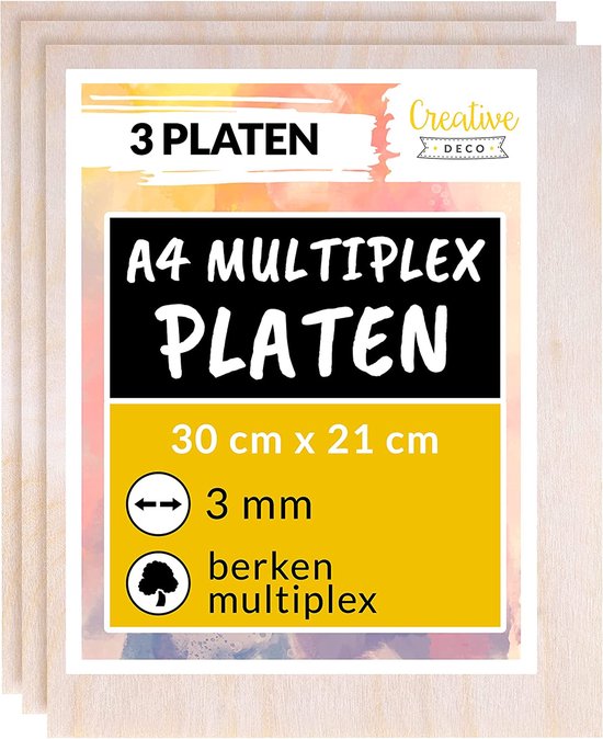Creative Deco Multiplex Platen A4 3mm – 3 Stuks – Baltisch Berkenhout | bol.com