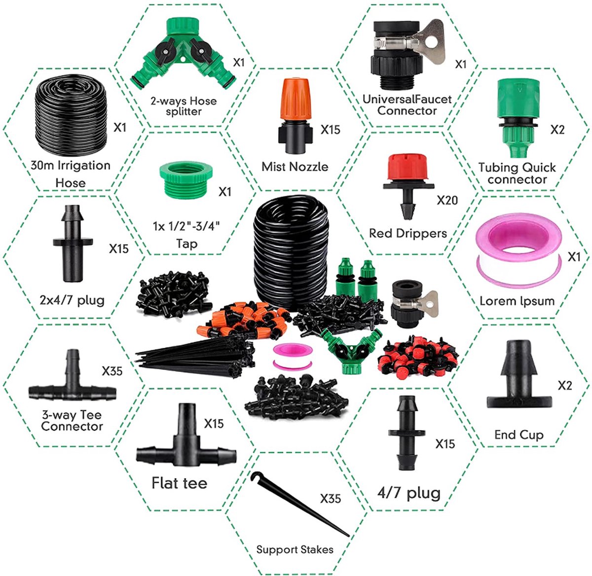 Irrigatiesysteem voor de Tuin 40m automatisch - bewateringssysteem ...