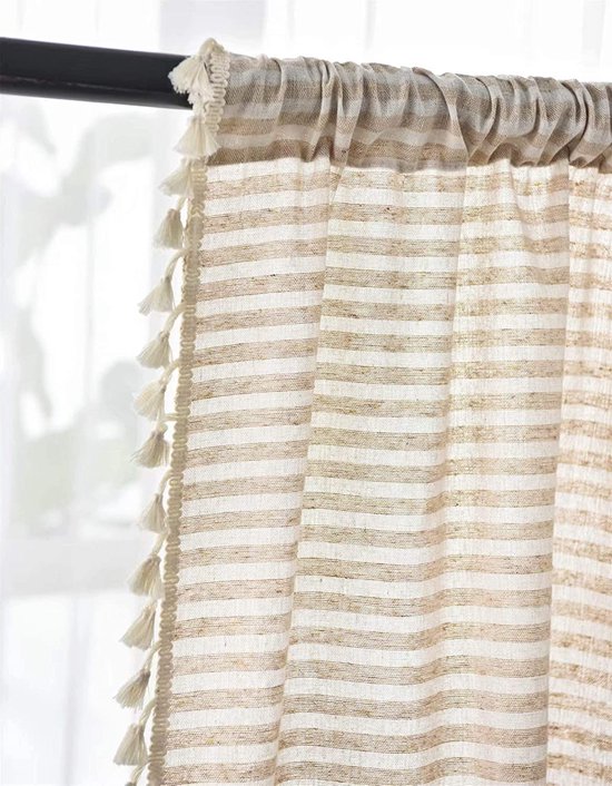 Boho gordijnen landelijke stijl katoen linnen kwastjes gordijnen ...