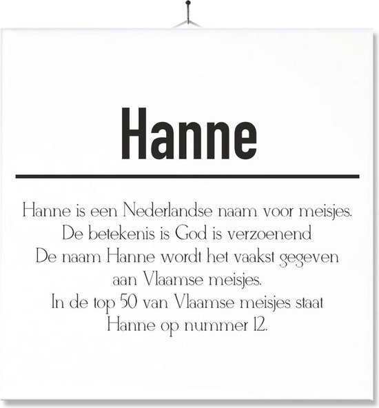 Tegel Met Opdruk | Betekenis | Kado | Cadeau | Met Naam - Hanne | bol.com