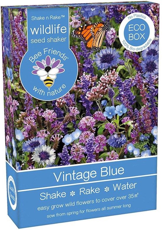 Shake and Rake Vintage Blue - zaden - zaaimengsel voor 35m2 | bol
