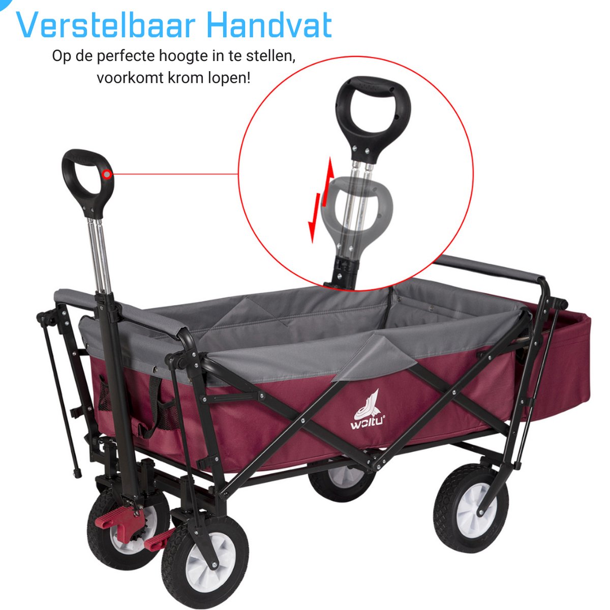 Bolderkar Opvouwbaar - Bolderkar Opvouwbaar Luchtbanden - Bolderkar met Dak - 100L | bol.com