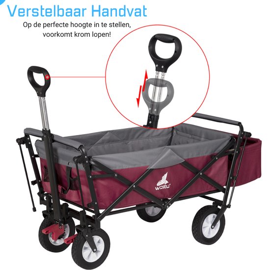 Bolderkar Opvouwbaar - Bolderkar Opvouwbaar Luchtbanden - Bolderkar met Dak - 100L | bol.com