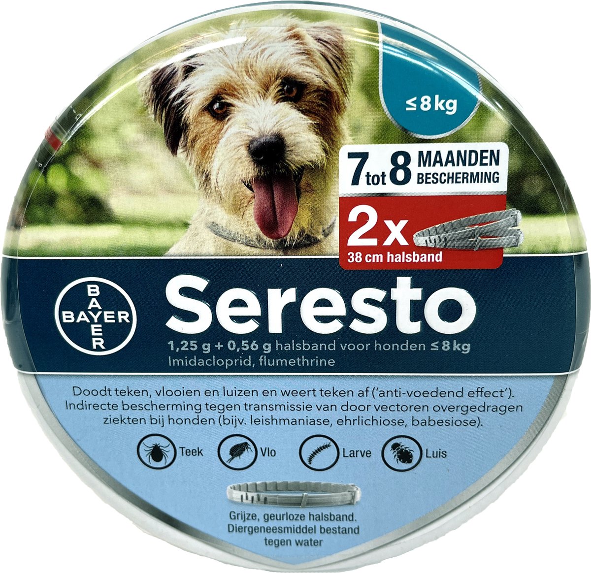 Seresto Anti Teken en Vlooien Halsband Hond 2-Pack tot 8 kg 38 cm | bol.com