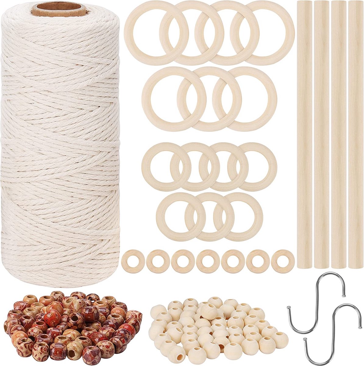 Kurtzy 148 pièces Corde en macramé pour débutants 3 mm x 100 m Kit en ...