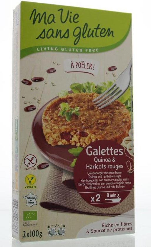 Ma Vie Sans Quinoaburger met rode bonen 100 gram 2 stuks | bol.com