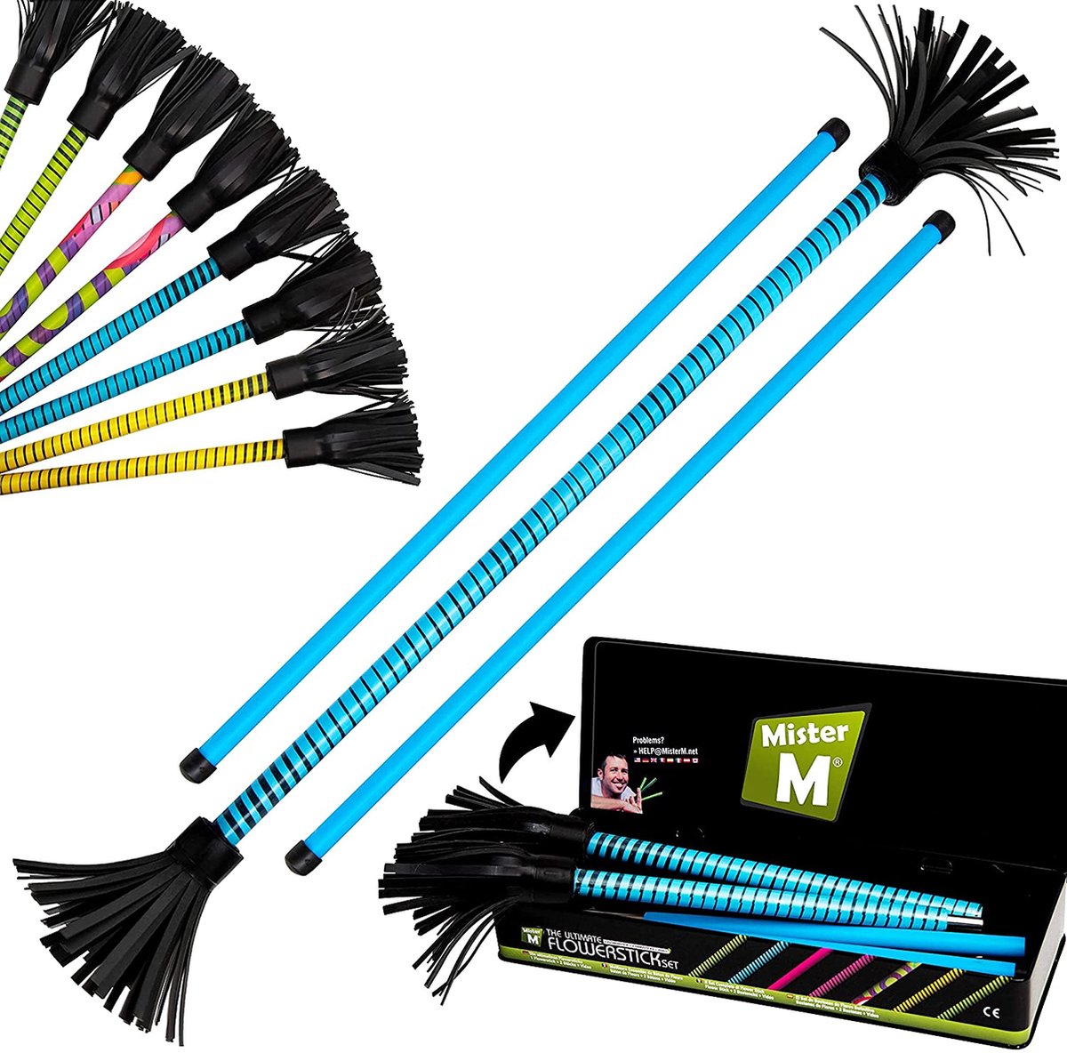Mister M | The Ultimate Flowerstick Set | Jongleren Flowerstick Blauw | Inklapbare... | bol.com