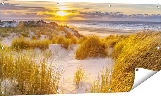 Gards Tuinposter Strand en Duinen tijdens Zonsondergang - 120x60 cm - Tuindoek -... | bol