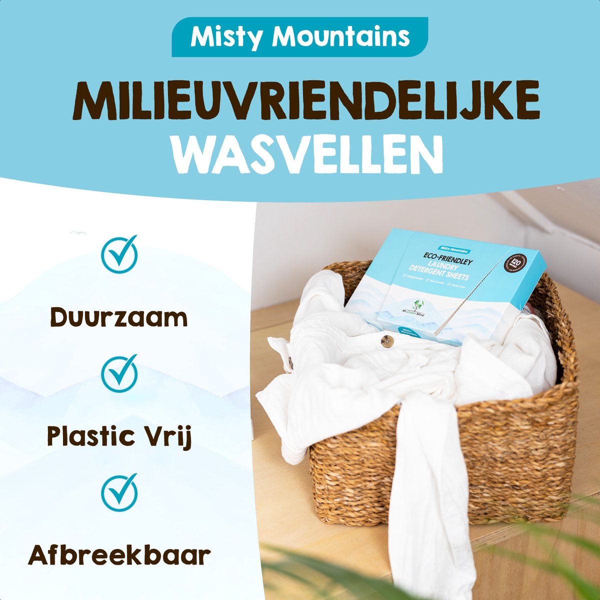 Milieuvriendelijke Wasmiddeldoekjes 120 Wasbeurten fris Wasstrips ...