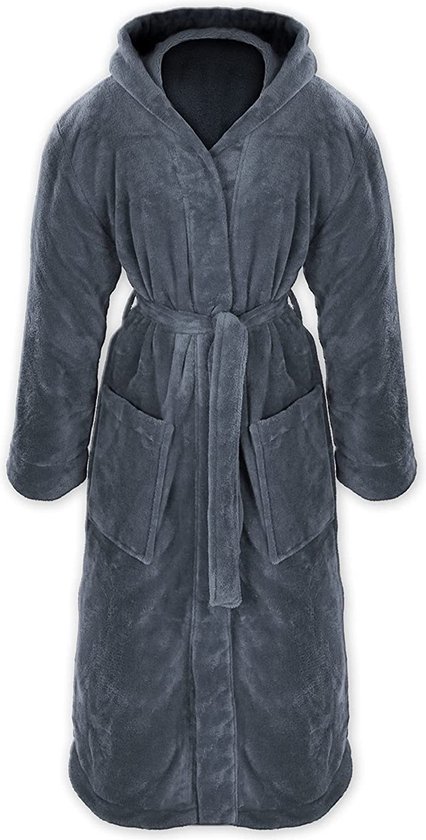 Knuffelige fleece badjas met capuchon maat S-XXXL met Oeko-Tex Standard ...