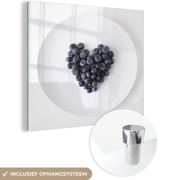 MuchoWow® Glasschilderij 50x50 cm - Schilderij acrylglas - Blauwe ...