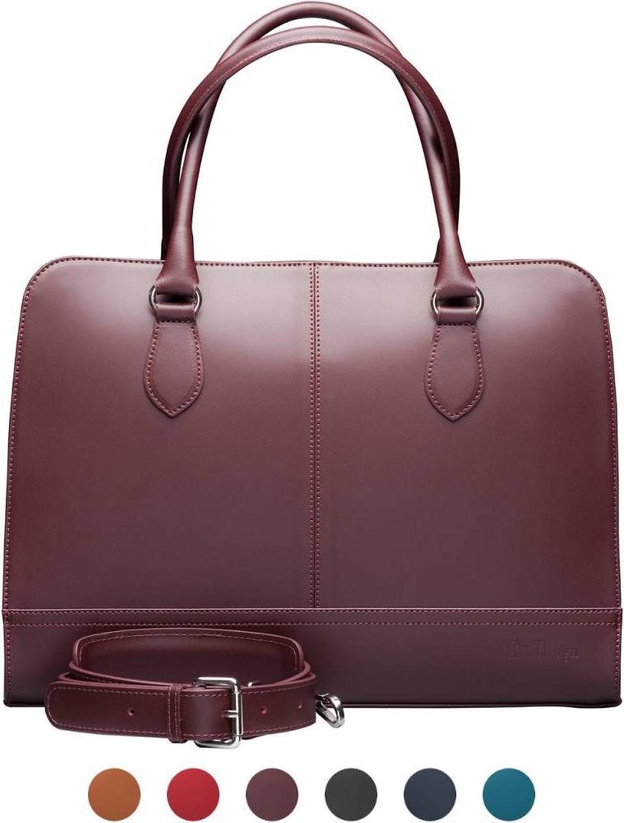 Su.B Laptoptas 15 6 inch - Handtassen Dames- Leer- Schoudertas met ...
