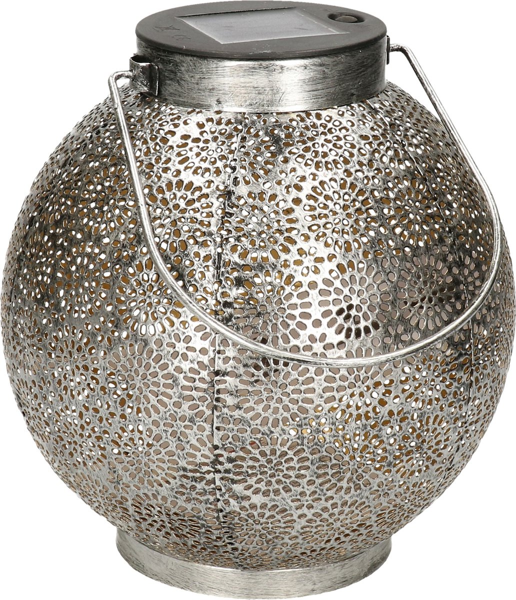 Anna's collection Solar lantaarn - zilver - metaal - 18 x 19 cm | bol.com