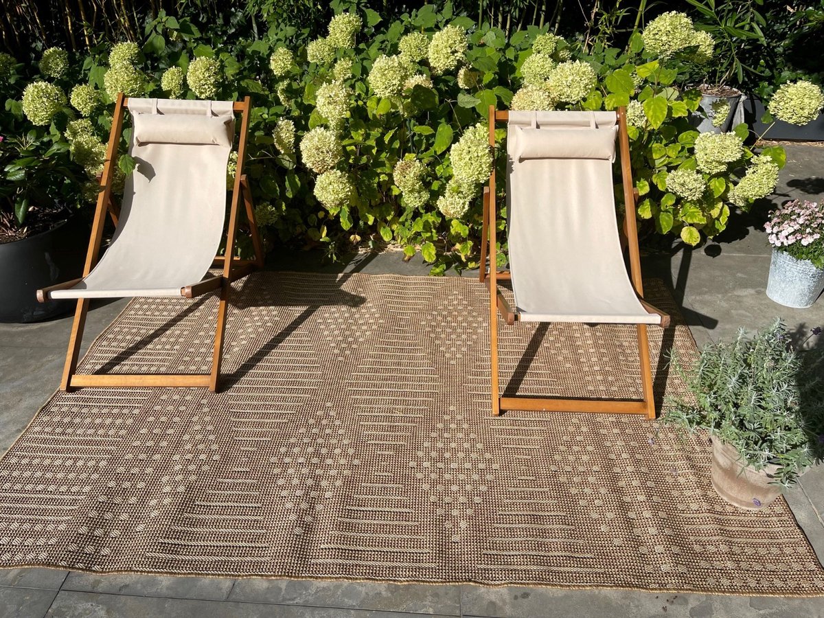 Buitenvloerkleed, Tuinkleed, Balkonkleed Jute look 120cm x 80cm | bol.com