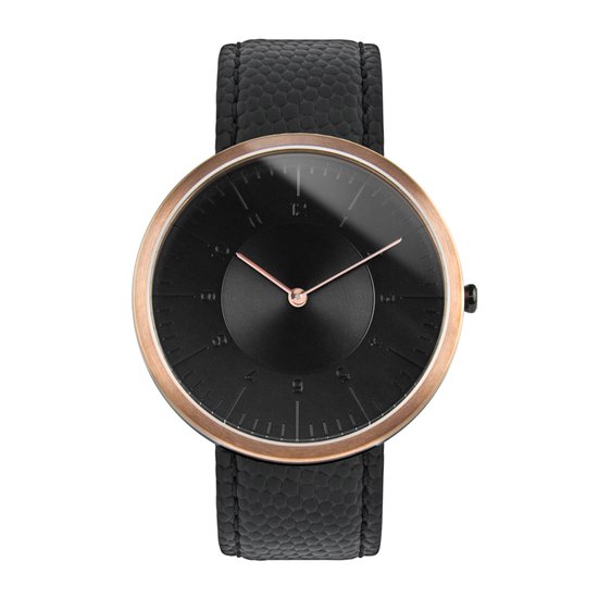 Auteur Watches Moonlight K Rose Gold - Extra Plat Designhorloge Zwart ...