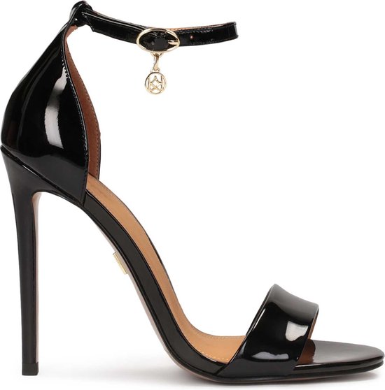 Black patent leather sandals with slim heel | bol.com