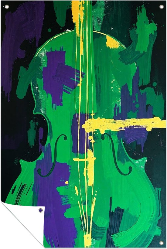 Viool silhouet - Wanddecoratie buiten - Tuinposter - 100x150 cm | bol