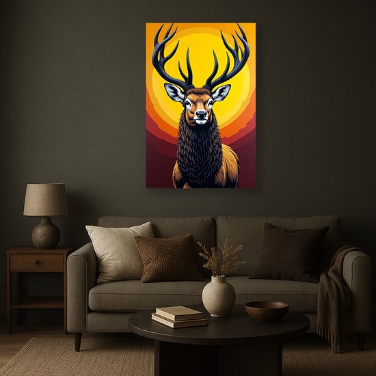 Edelhert - Design aan de muur - Canvas schilderij - 100x150 cm | bol