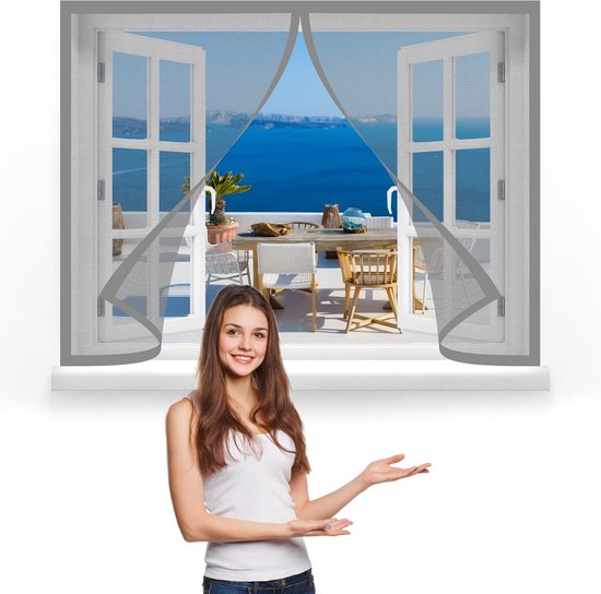 Vliegenhor Klamboe voor Raam 110 x 80 cm - Insectenwering met Anti ...
