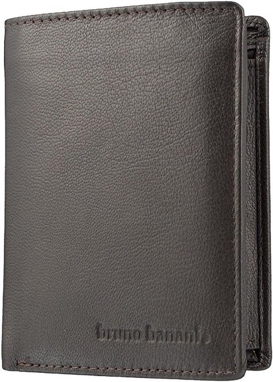 Portemonnee voor mannen van echt leer in staand formaat - bruin | bol