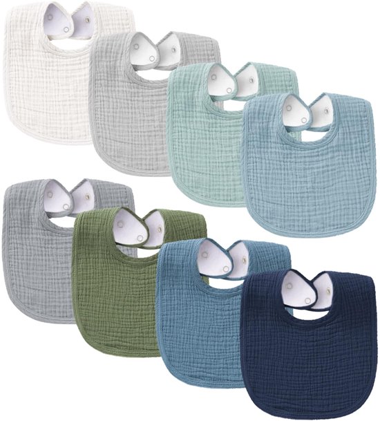 Slabbetjes - 8 Stuks 23*28cm - Badstof - Spuugdoekjes - Halsdoek Baby ...
