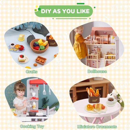 50 Delige Miniatuur Poppenhuis Accessoires Eten en Drinken Set voor 1: ...