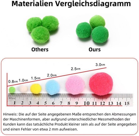 Grote Set Knutsel Pompons in Diverse Kleuren en Maten voor Hobby en ...
