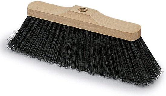 Industriële Vloerbezem 28 cm - Stugge PVC Borstels op Houten Bezemsteel ...