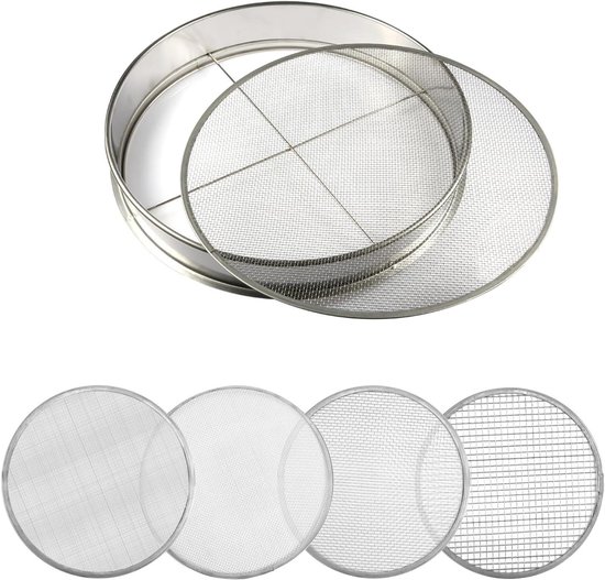 E-Ambar - Tuinzeefset, RVS Zeefpan 40cm en 0,7/2/3/6mm Mesh Maten ...
