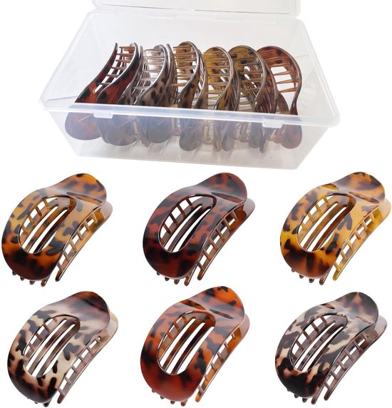 Nordivar - Set van 6 stevige haarklemmen voor dik haar in bruin design ...