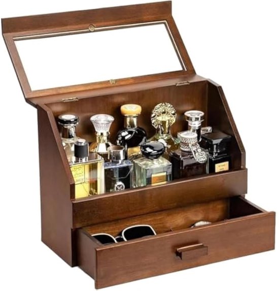 Parfum Organizer Heren – Houten Geurdisplay Met Lade – Stofdichte ...