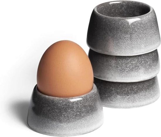 Set van 4 Elegante Aardewerk Eierdopjes voor een Scandinavisch Ontbijt ...