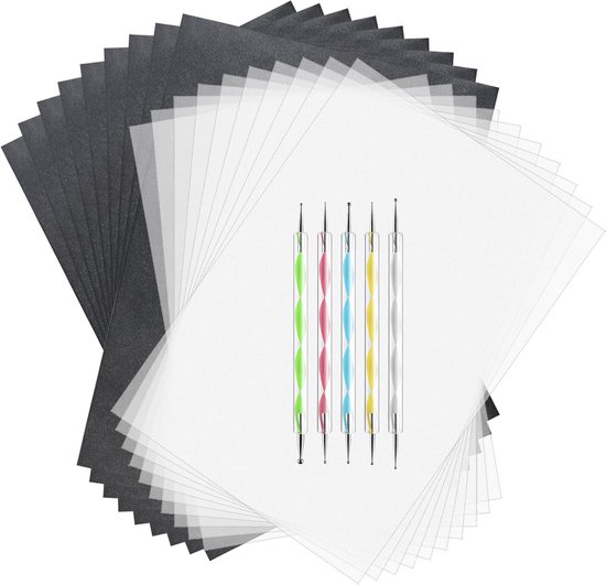 Carbon Paper Set - 150 Vellen Zwart met Tracing en Embossing Stylus | bol