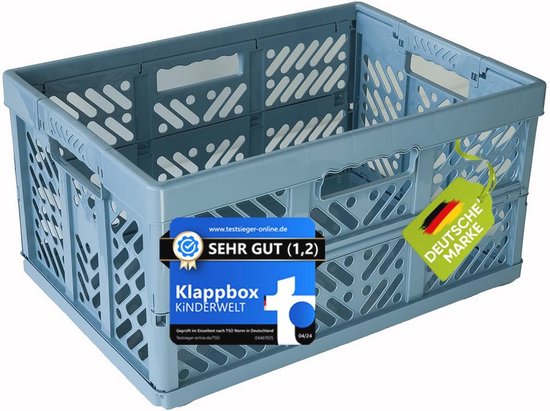 Robuuste klapbox 45L - vouwdoos voor opslag en transport - blauw | bol