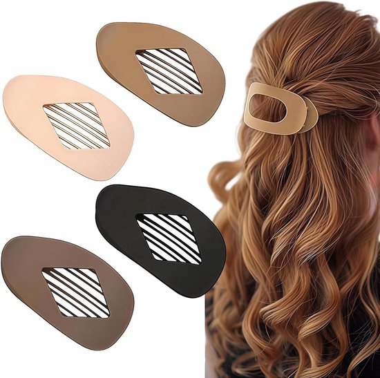 Cosensi - Set van 4 platte ronde haarclips voor dames in neutrale ...