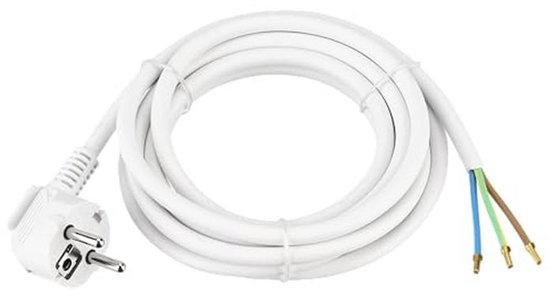 Vervangende stroomkabel met stekker - 3m, 3680W, wit | bol