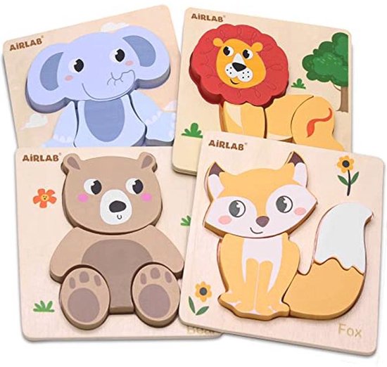 Houten Dieren Puzzels voor Peuters - Educatief Speelgoed voor ...