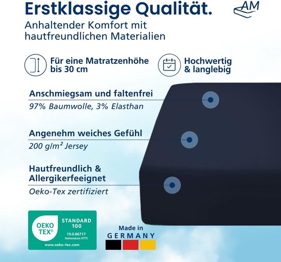 AM Qualitätsmatratzen Premium hoeslaken 110 x 200 cm (200gsm) in ...