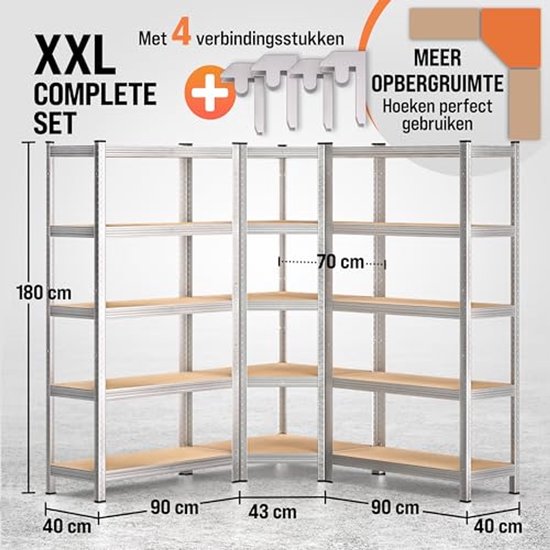 Sierra Stellingkast, Stellingkast hoekkast - Set van 3 kasten - 15 ...