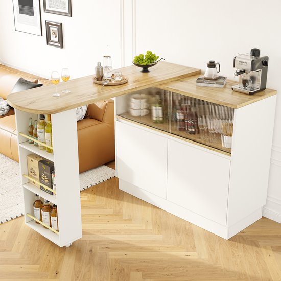 STILVORA Dressoir - 360° Draaiend Multifunctioneel Met Glazen ...