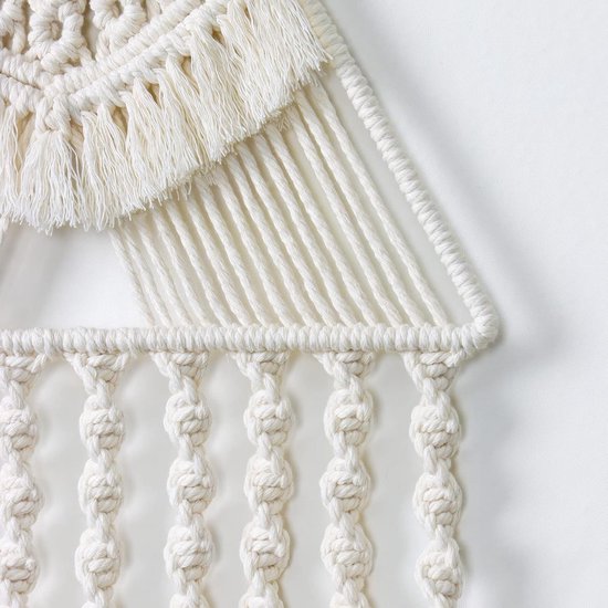 Handgeweven Macrame Dromenvanger Wanddecoratie - Driehoek met Kwasten ...