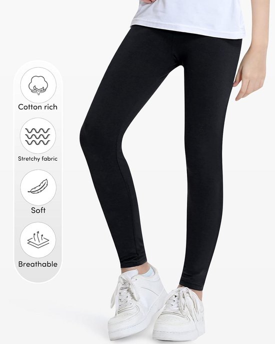 Meisjes Legging Pack van 3 - Effen Katoenen Lange Broeken | bol