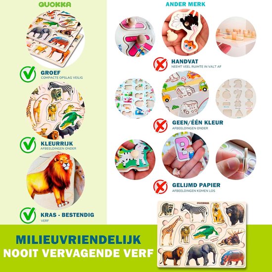 Houten Puzzels voor Peuters en Kleuters - Montessori Speelgoed voor ...