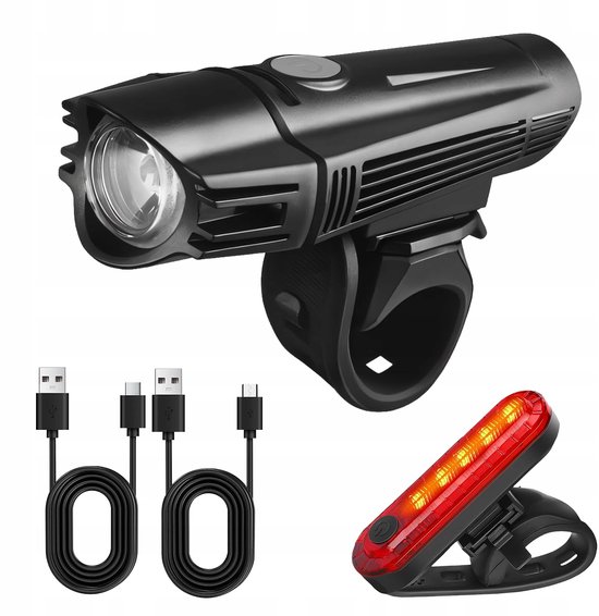 Krachtige LED Fietslamp Set Voor & Achter, Oplaadbaar | bol