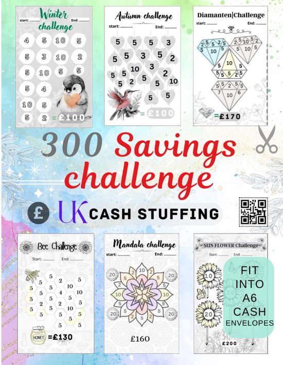 300 Besparingsuitdagingen voor Cash Stuffing | A6 Budgetinserts met ...