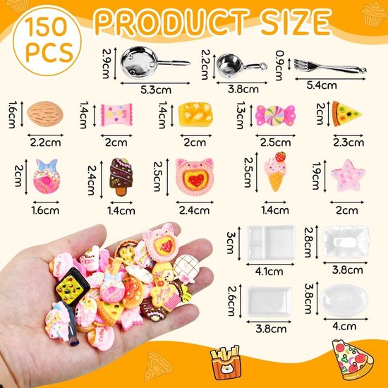 150 Delige Set Miniatuur Eten en Drinken Accessoires voor Poppenhuis en ...