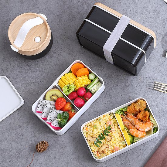 Bento Box Set - Inclusief 1400ml bentobox, geïsoleerde lunchtas, 600ml ...