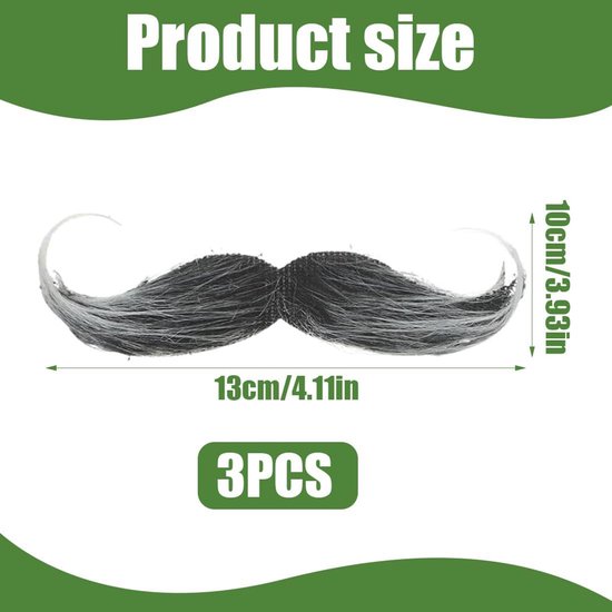3 stuks realistische nepsnor voor heren - Valse baard en ...
