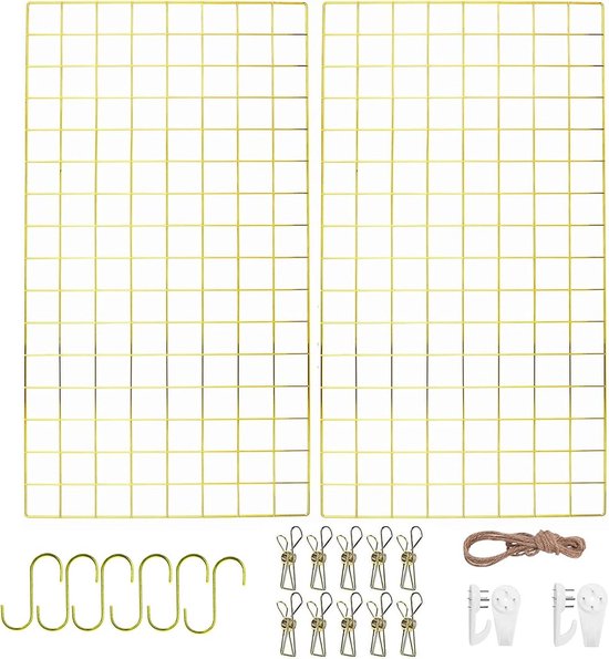 Ensemble de 2 Grilles Murales Dorées - Mur de Grille Métallique ...