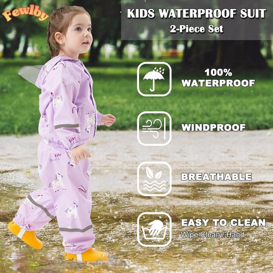 Waterdicht Regenpak Kinderen Set Jongens en Meisjes - 2 Delig Modderpak ...